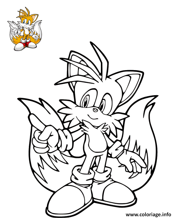 Coloriage tails qui peut voler - JeColorie.com