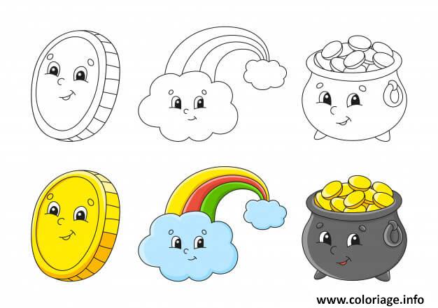 Coloriage Fete Saint Patrick Pot Or Arc Ciel Magique Piece Or Copie ...